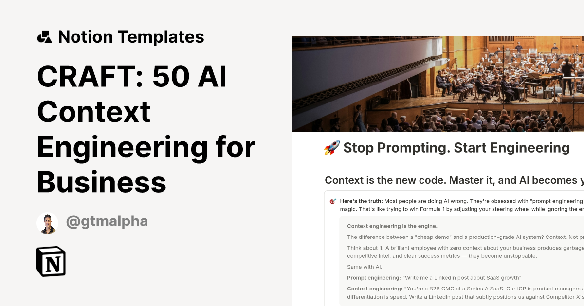 CRAFT: 50 AI Context Engineering for Business Template by GTM Alpha ...