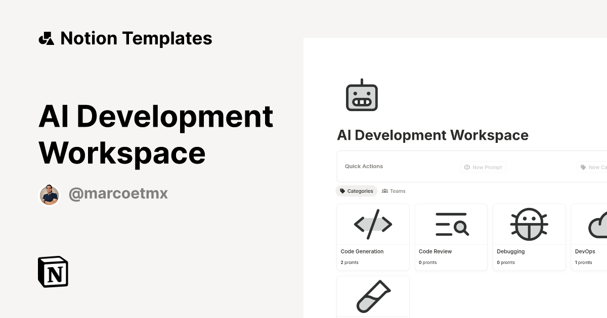 AI Development Workspace Template by Marco Elizalde | Notion Marketplace