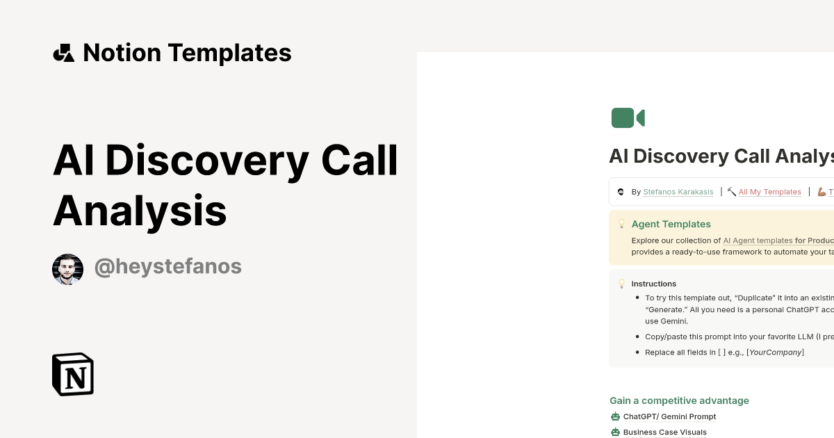 AI Discovery Call Analysis Template | Notion Marketplace