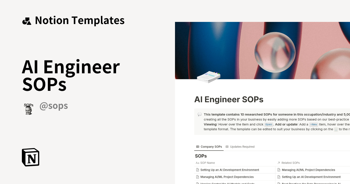 AI Engineer SOPs Template | Notion Marketplace