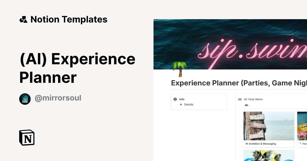 (AI) Experience Planner Template by MirrorSoul | Notion Marketplace