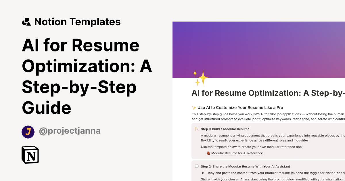 Ai For Resume Optimization A Step By Step Guide Template Notion