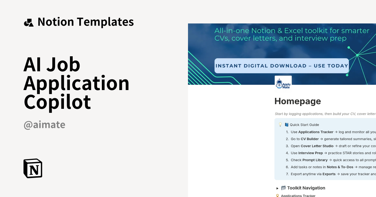 AI Job Application Copilot Template | Notion Marketplace