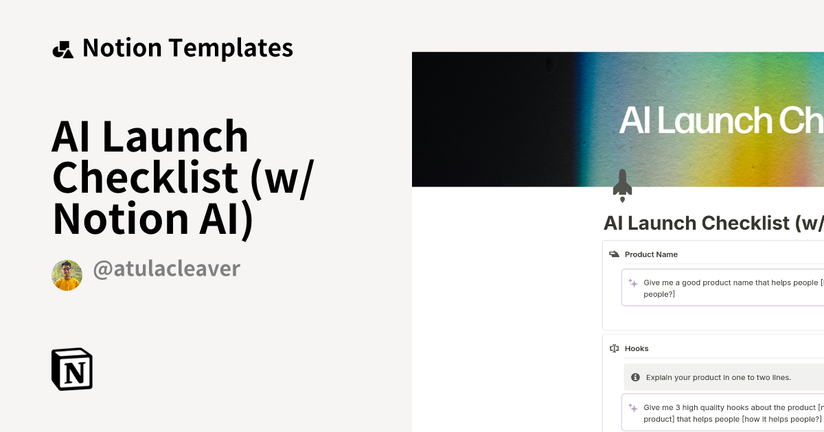 AI Launch Checklist (w/ Notion AI) Template | Notion Marketplace