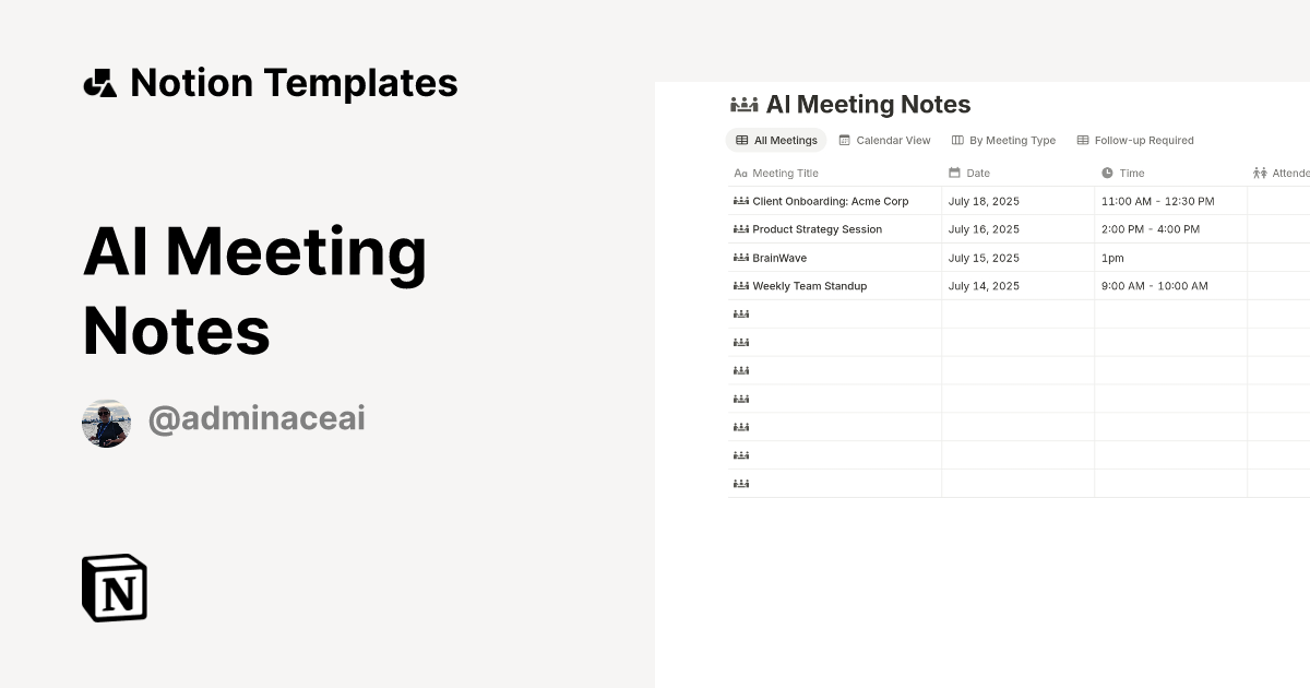 AI Meeting Notes Template | Notion Marketplace