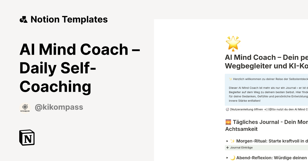 AI Mind Coach – Daily Self-Coaching Template by KI-Kompass | Notion ...