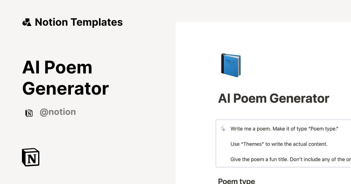 AI Poem Generator 2025 Template | Notion Marketplace