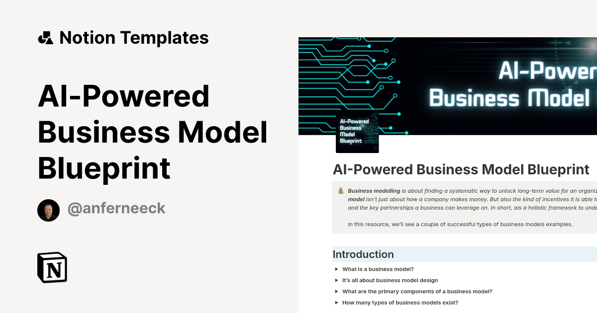 AI-Powered Business Model Blueprint Template | Notion Marketplace