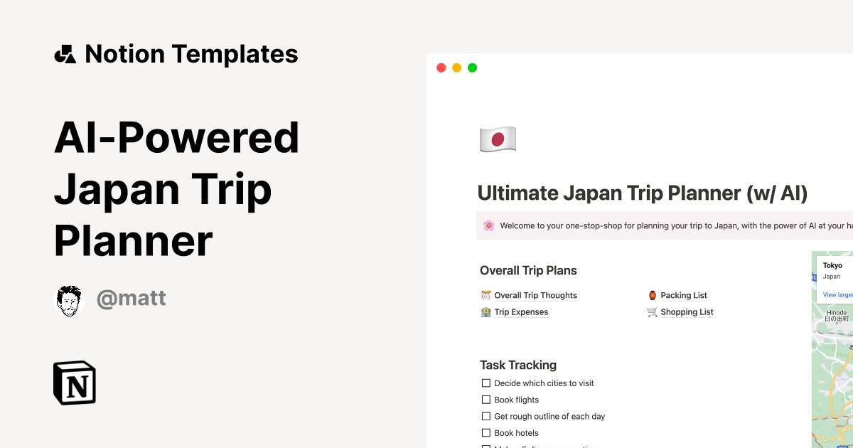 AI-Powered Japan Trip Planner Template | Notion Marketplace