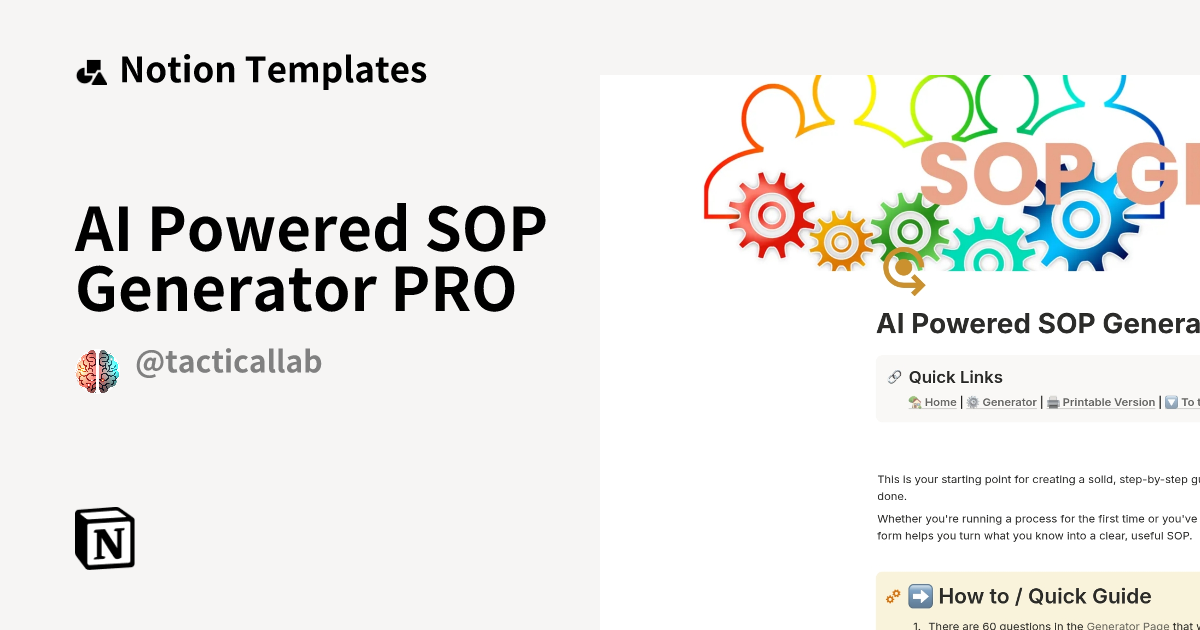 AI Powered SOP Generator PRO Template by The Tactical Lab | Notion ...
