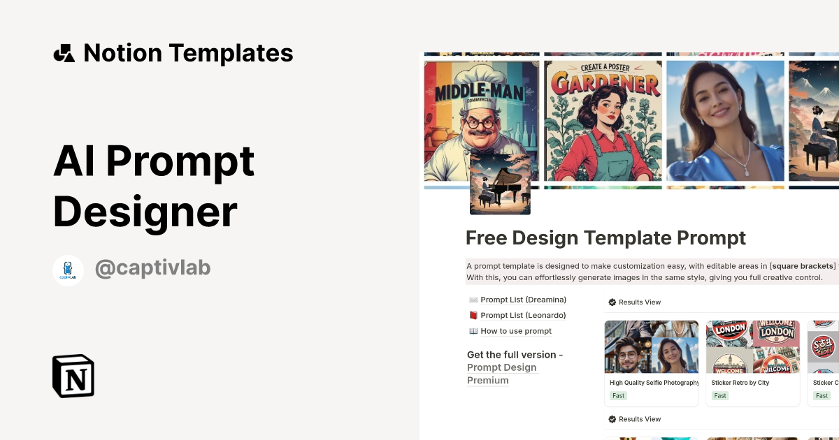 AI Prompt Designer Template by Captivlab | Notion Marketplace