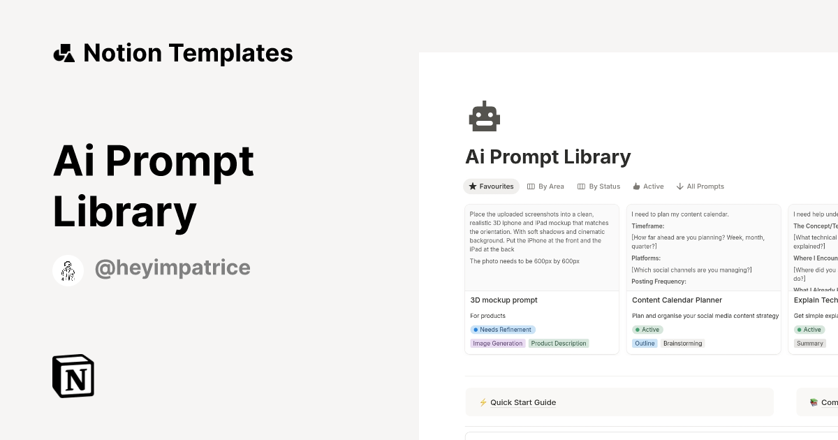 Ai Prompt Library Template by Patrice | Notion Marketplace