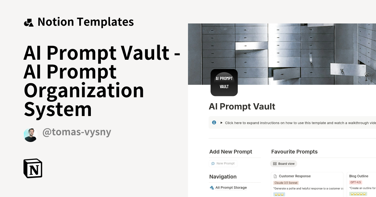 AI Prompt Vault - AI Prompt Organization System Template by Tomas Vysny ...
