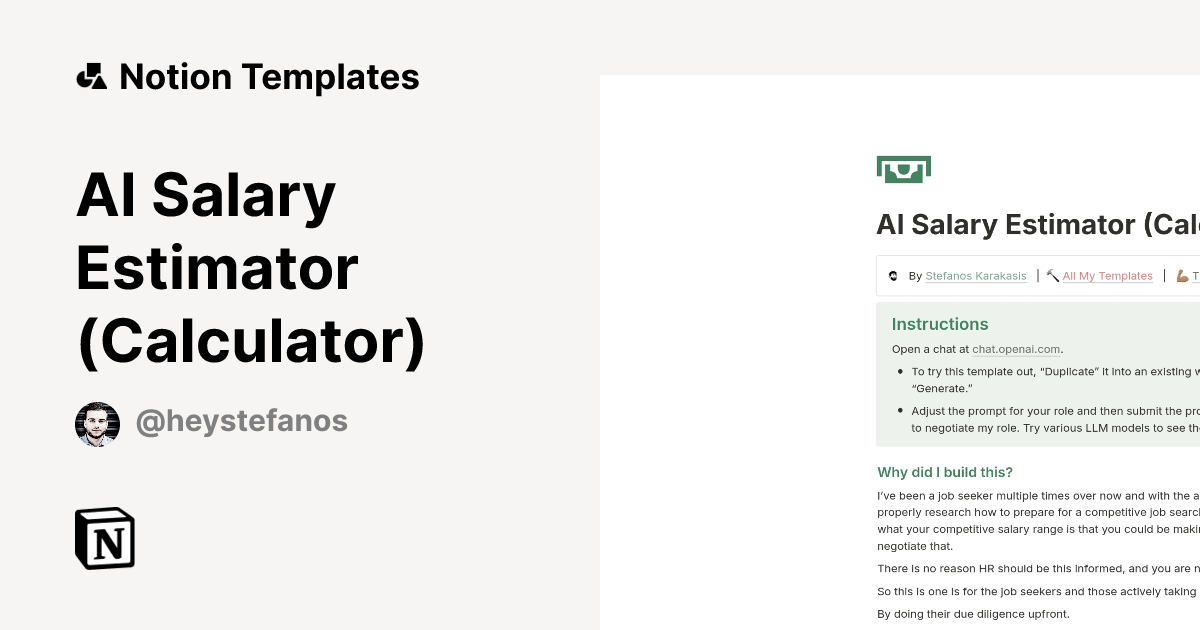 AI Salary Estimator (Calculator) Template | Notion Marketplace
