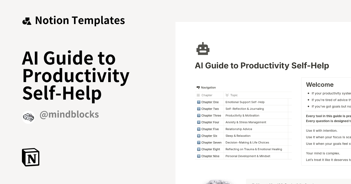 AI Guide to Productivity Self-Help Template | Notion Marketplace