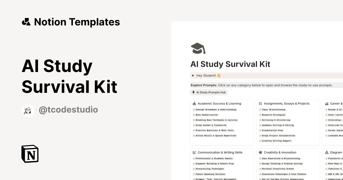 AI Study Survival Kit Template | Notion Marketplace