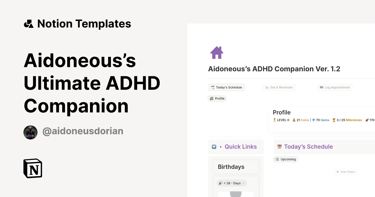 Aidoneous’s Ultimate ADHD Companion Template by Aidoneus Dorian ...