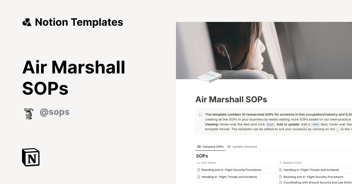 Air Marshall SOPs Template | Notion Marketplace