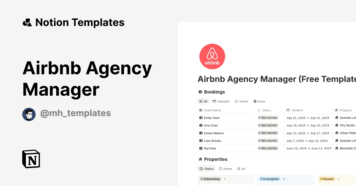 Airbnb Agency Manager Template | Notion Marketplace