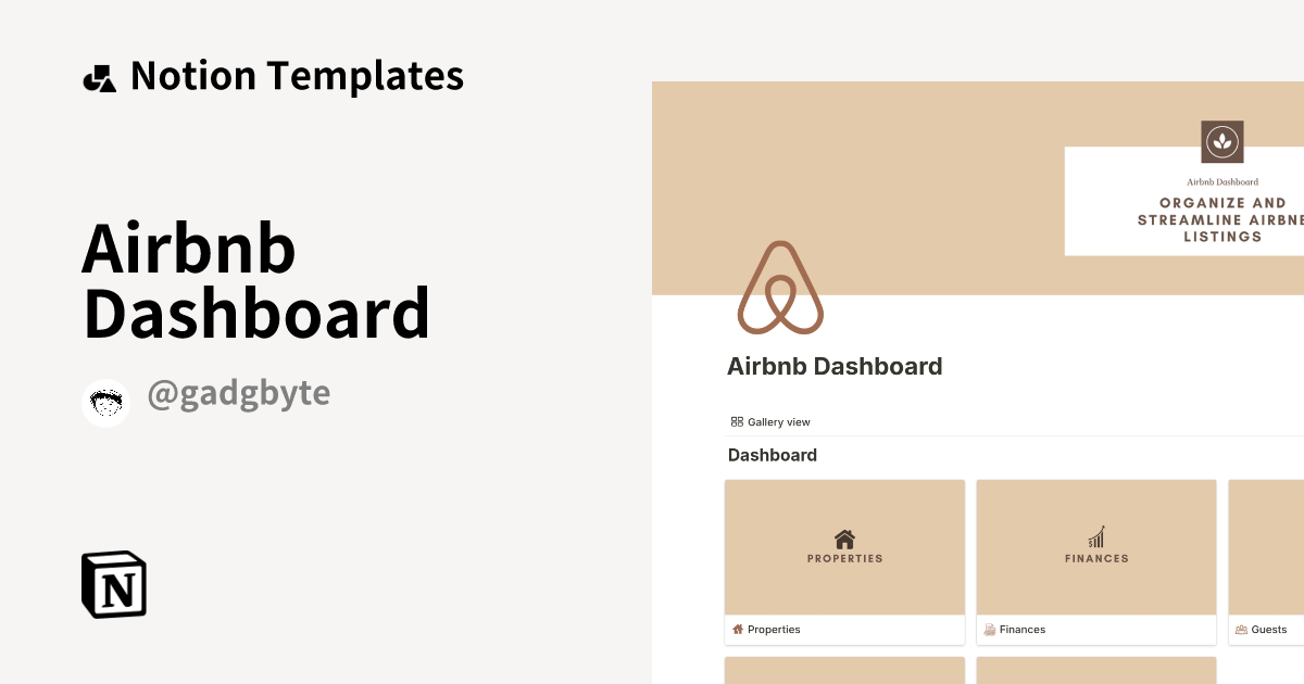 Airbnb Dashboard Template | Notion Marketplace