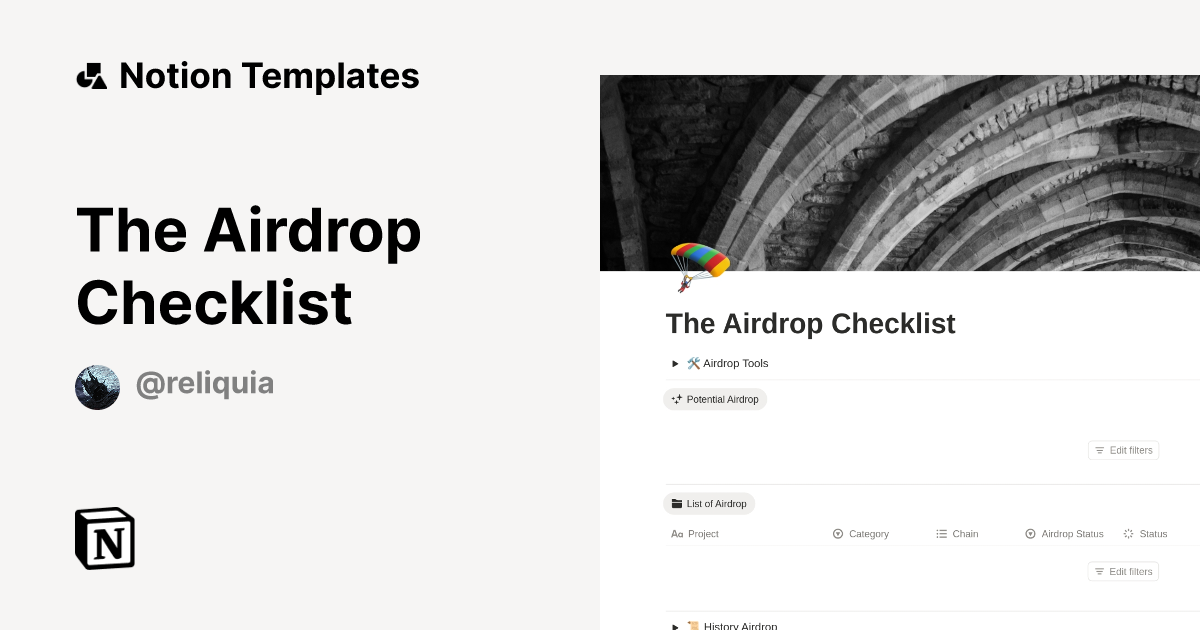 The Airdrop Checklist Template | Notion Marketplace