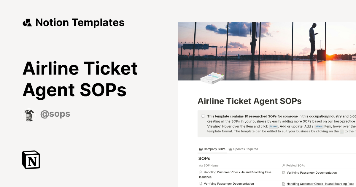Airline Ticket Agent SOPs Template | Notion Marketplace