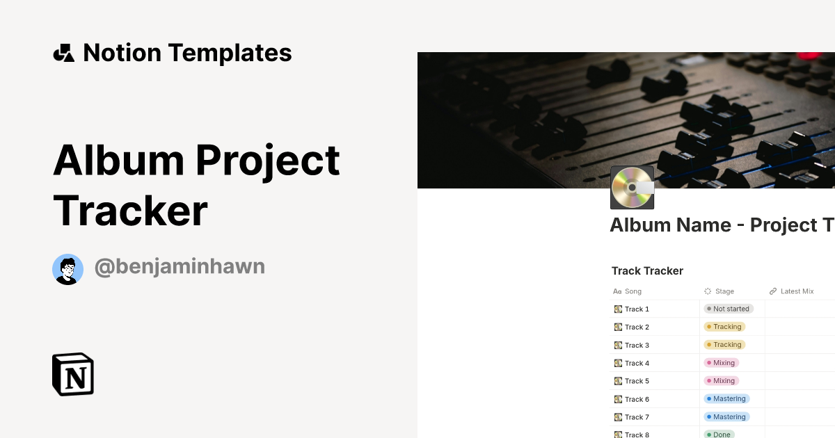 Album Project Tracker Template | Notion Marketplace