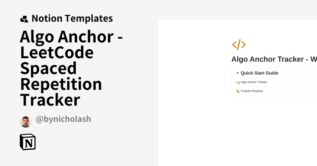 Algo Anchor - LeetCode Spaced Repetition Tracker Template by Nicholas H ...