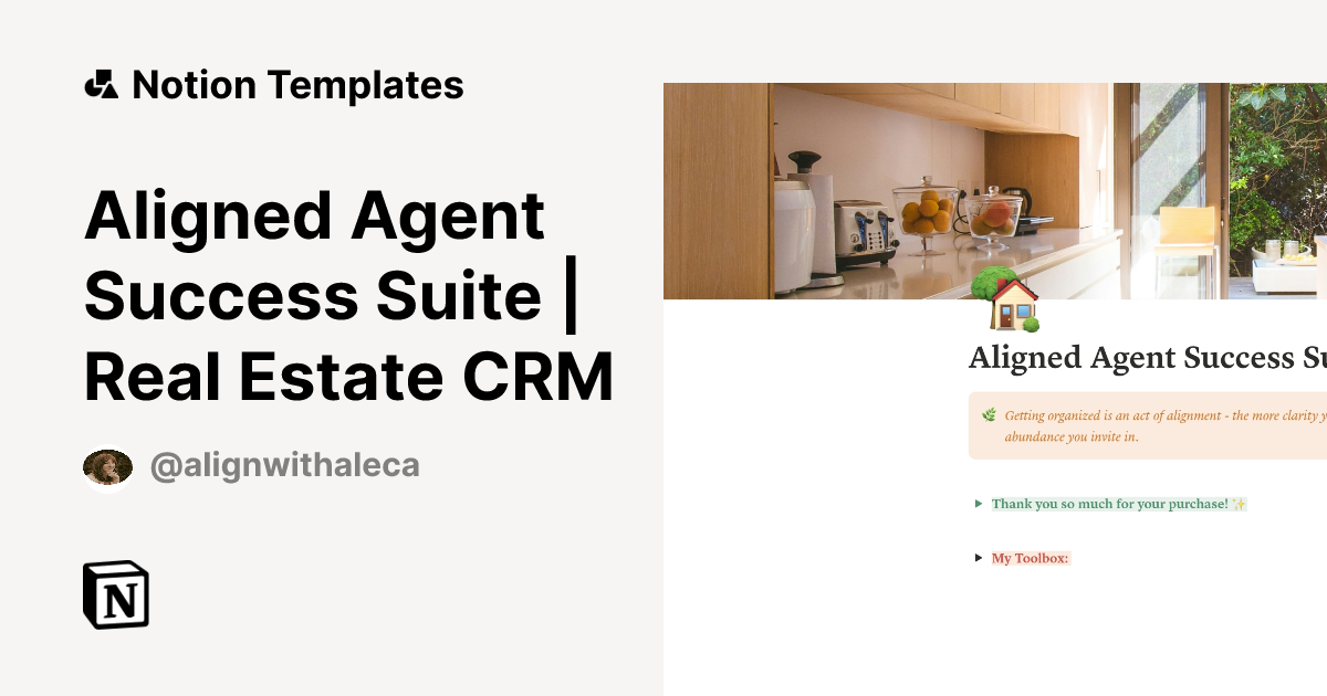 Aligned Agent Success Suite | Real Estate CRM Template by Align with ...