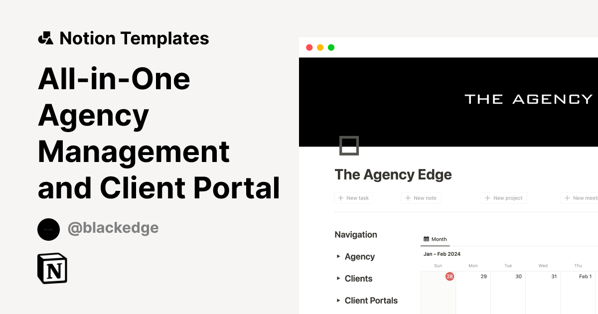 All-in-One Agency Management and Client Portal Template | Notion ...