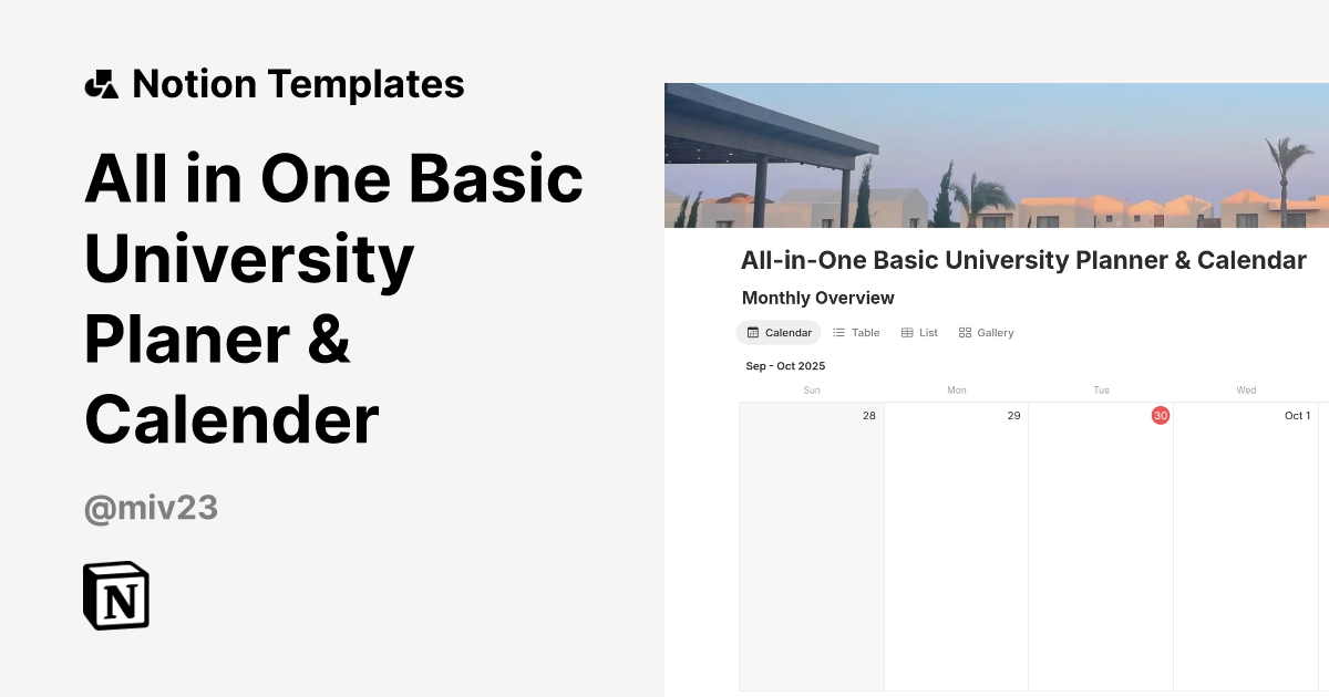 All in One Basic University Planer & Calender Template by Mia-Valerie ...