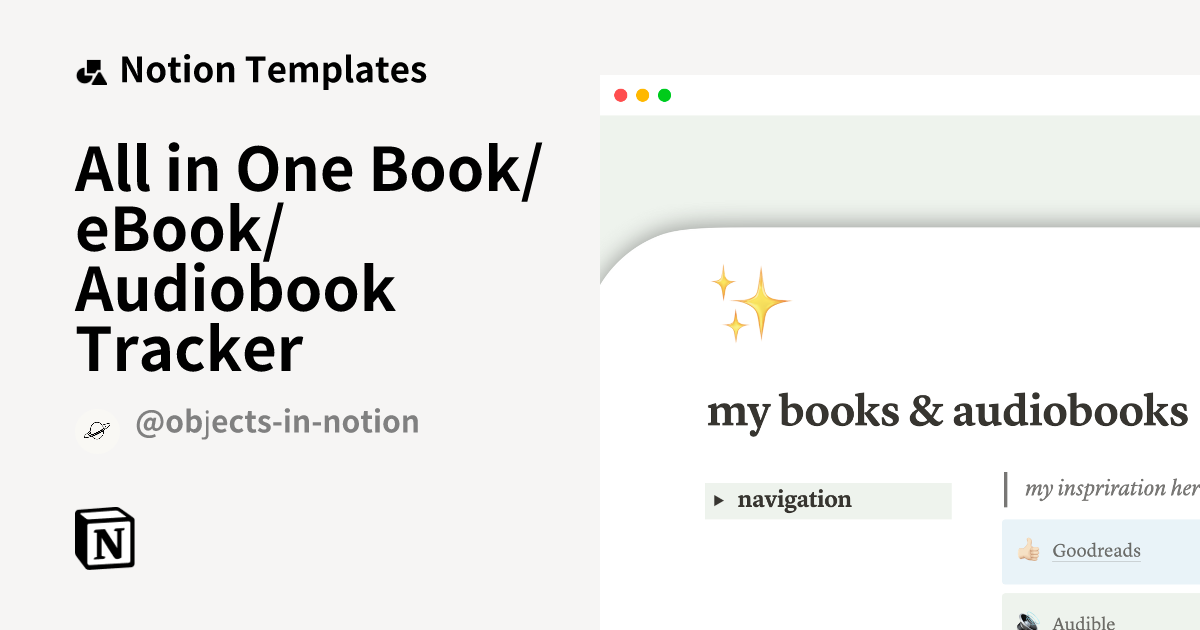 All in One Book/eBook/Audiobook Tracker Template | Notion Marketplace