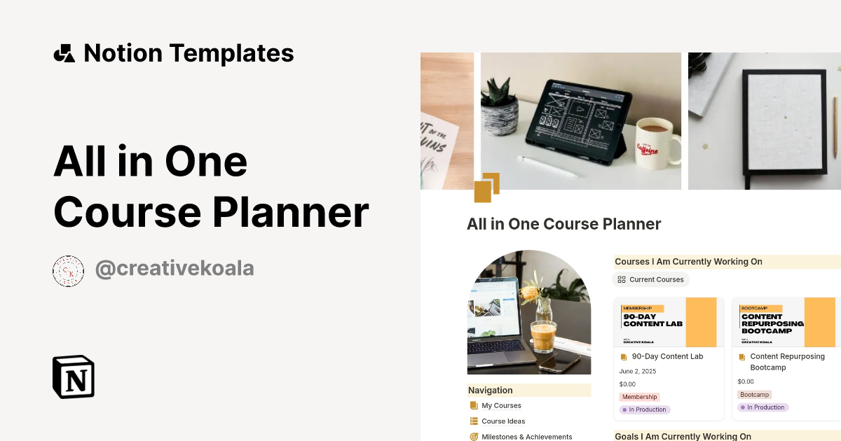All in One Course Planner Template | Notion Marketplace