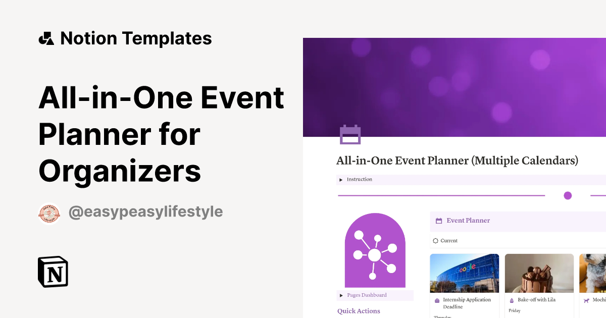 All-in-One Event Planner for Organizers Template | Notion Marketplace