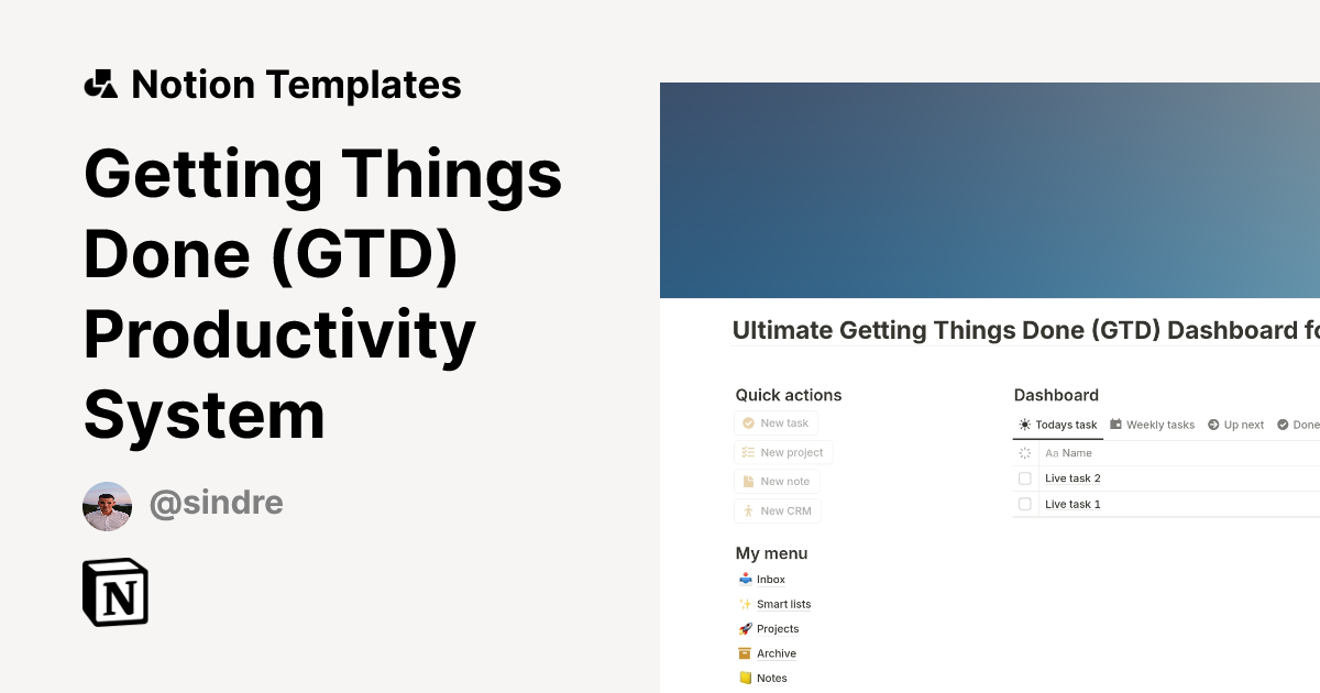 Getting Things Done (GTD) Productivity System Template | Notion Marketplace