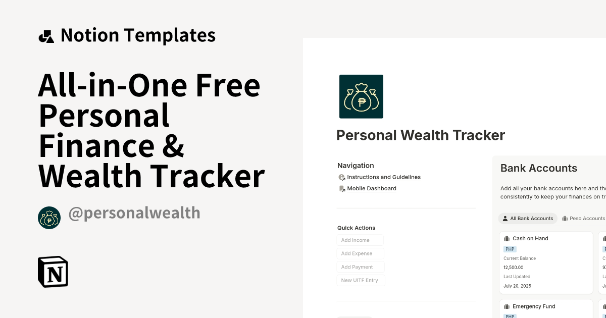 All-in-One Free Personal Finance & Wealth Tracker Template | Notion Marketplace