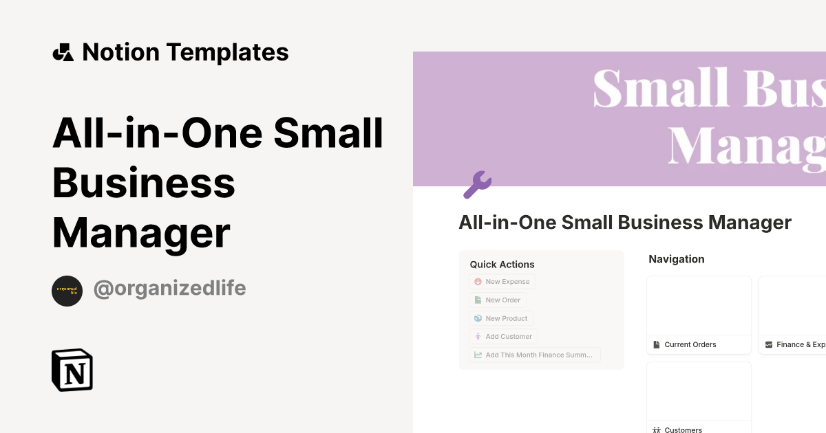 All-in-One Small Business Manager Template by Organized Life | Notion ...