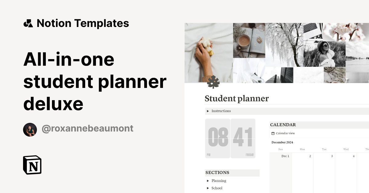 All-in-one student planner deluxe Template by Roxanne Beaumont | Notion ...