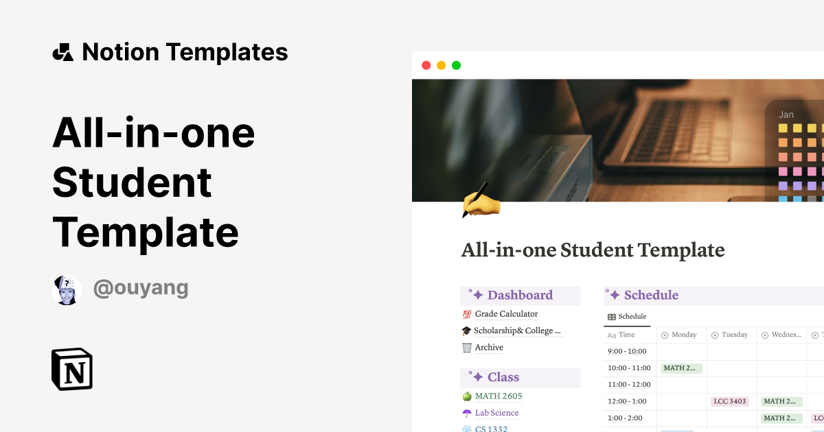 All-in-one Student Template Template by Ouyang | Notion Marketplace