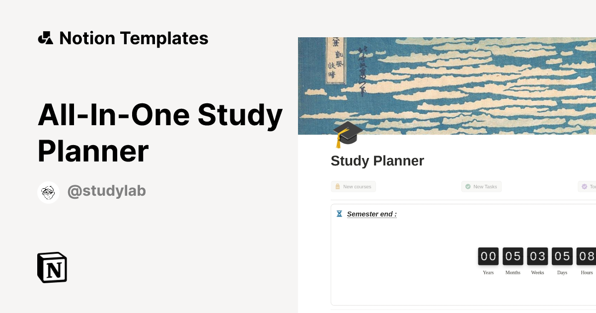 All-In-One Study Planner Template | Notion Marketplace