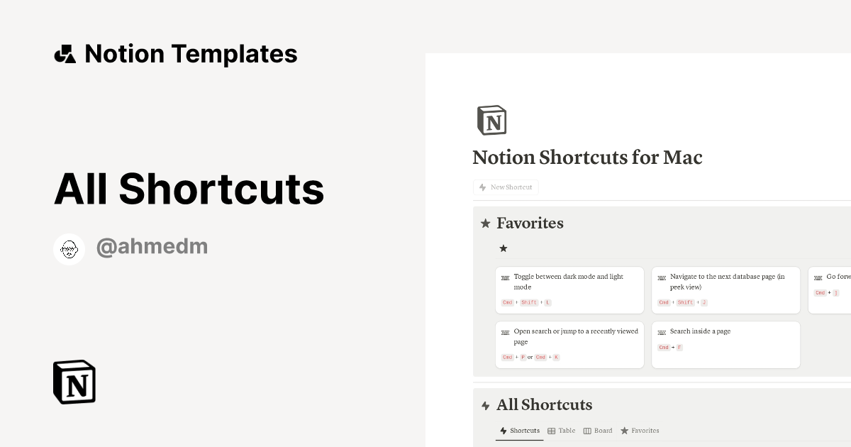All Shortcuts Template | Notion Marketplace