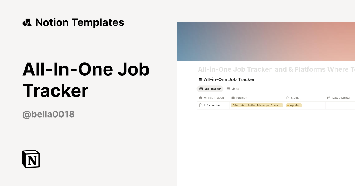 All-In-One Job Tracker Template | Notion Marketplace
