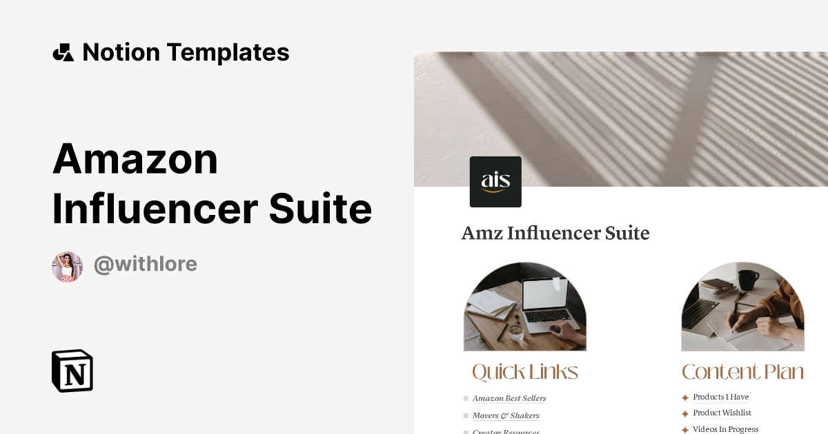 Amazon Influencer Suite Template | Notion Marketplace