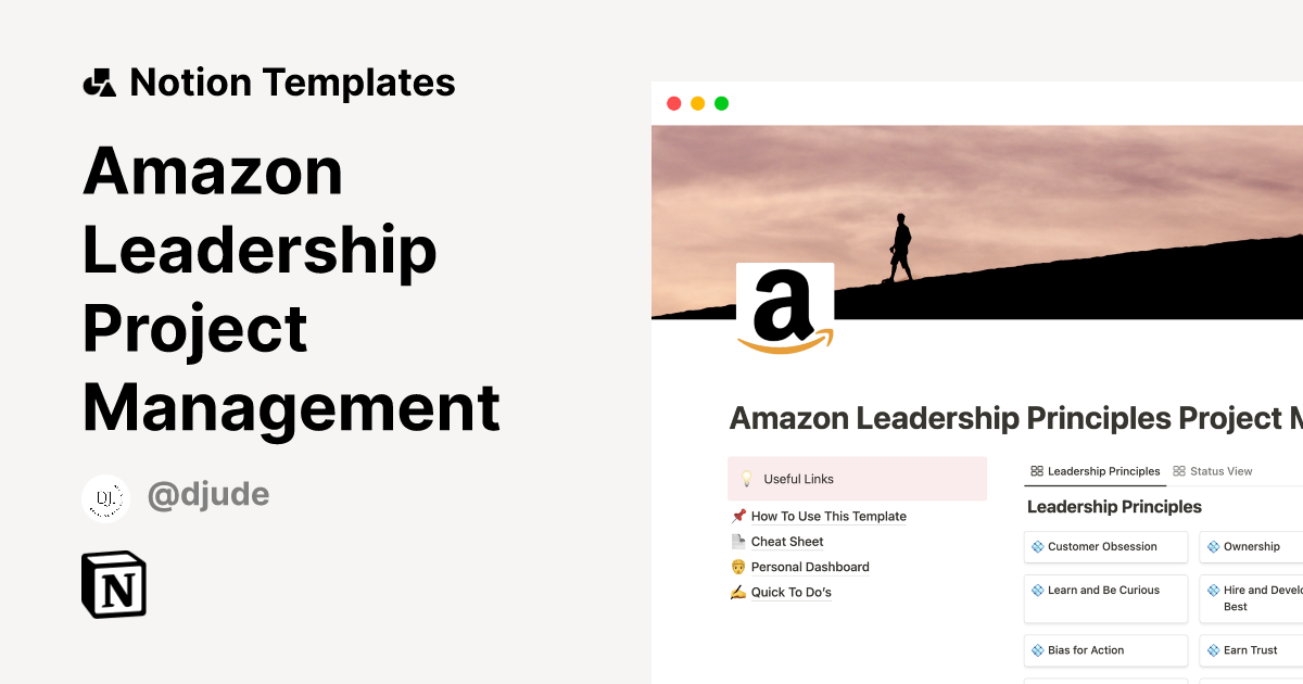 Amazon Leadership Project Management Template by Diana | Notion Marketplace