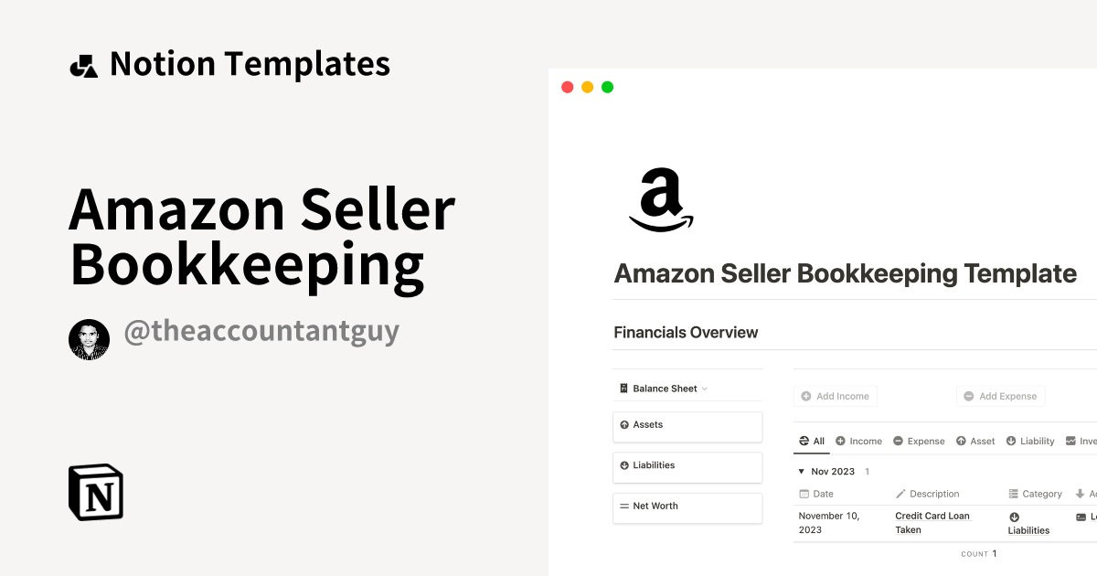 Amazon Seller Bookkeeping Template | Notion Marketplace
