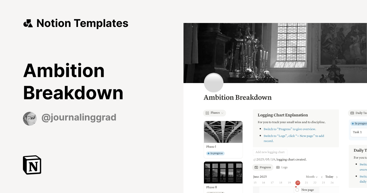 Ambition Breakdown Template by Agirl | Notion Marketplace