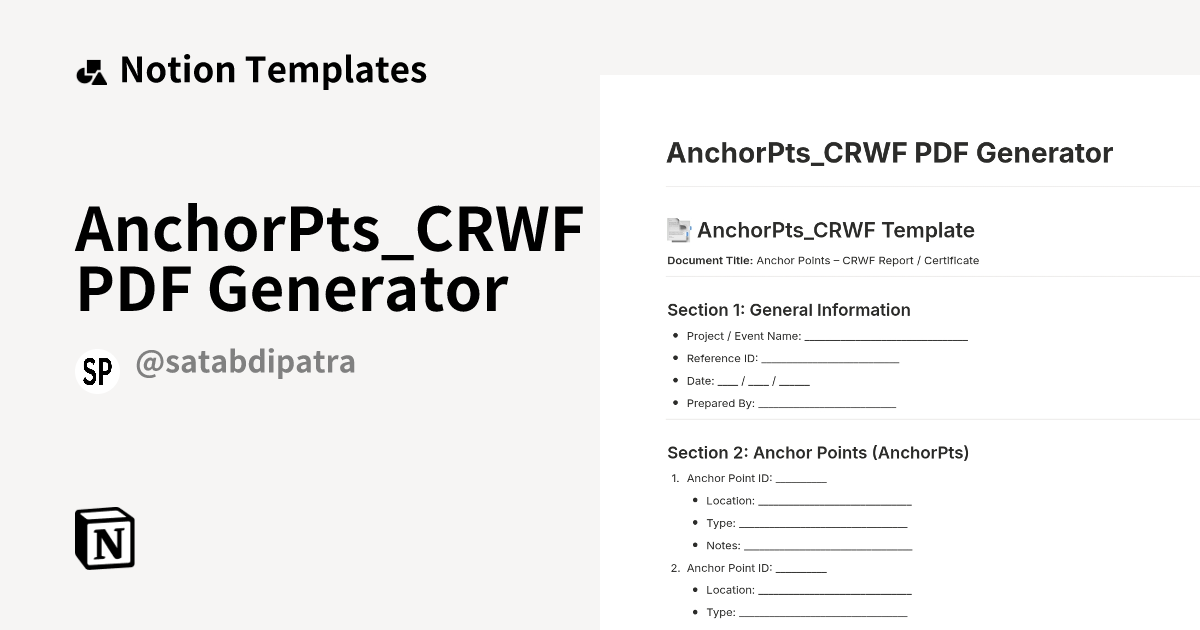 AnchorPts_CRWF PDF Generator Template | Notion Marketplace