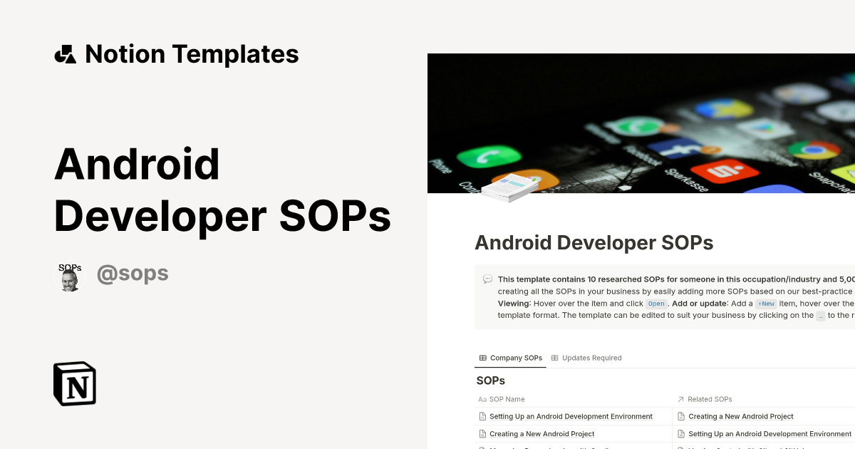 Android Developer SOPs Template | Notion Marketplace