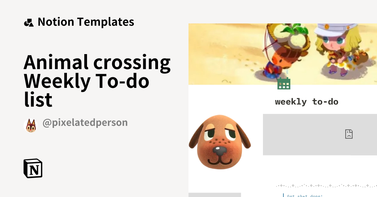 Animal crossing Weekly To-do list Template by Pixilated Person | Notion ...