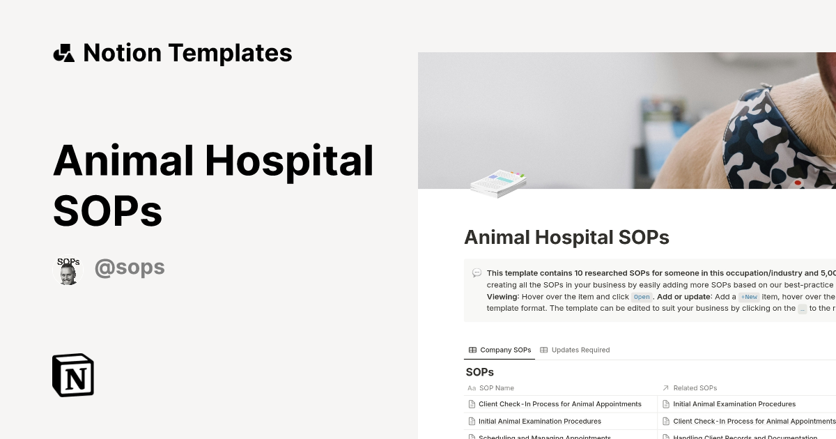 Animal Hospital SOPs Template | Notion Marketplace